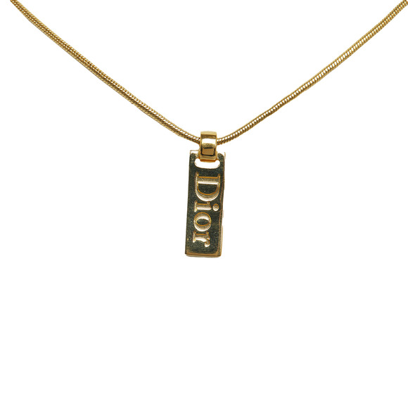 Dior | Jewelry | Dior Logo Plate Pendant Necklace Costume Necklace ...